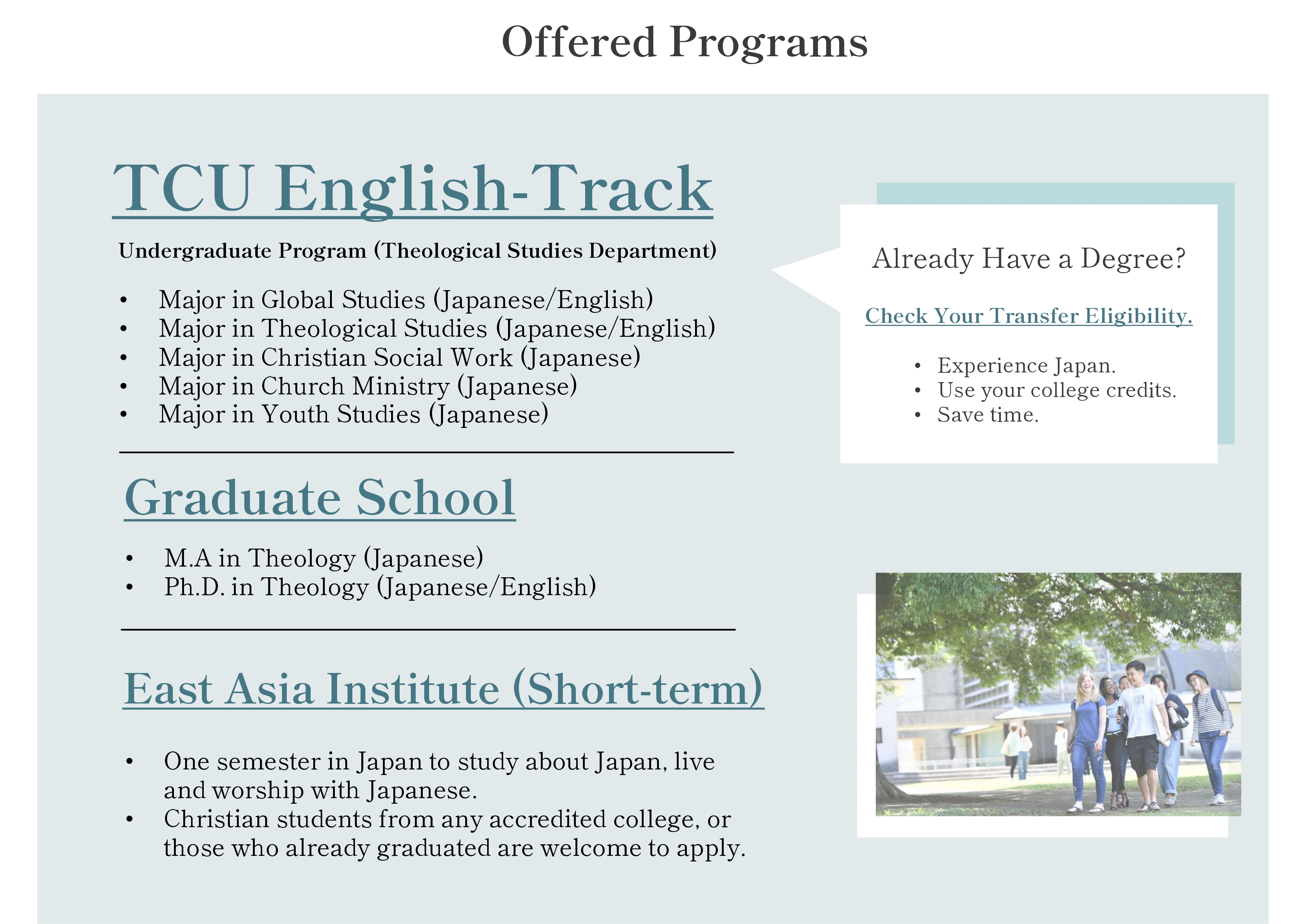 Welcome! ｜ About TCU ｜ Tokyo Christian University